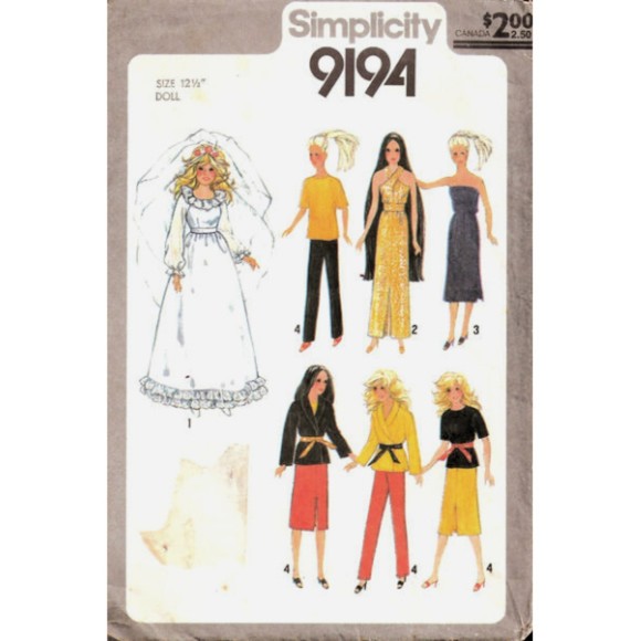 Simplicity | Office | Vintage 979 Simplicity 9194 Barbie Clothes Farrah ...